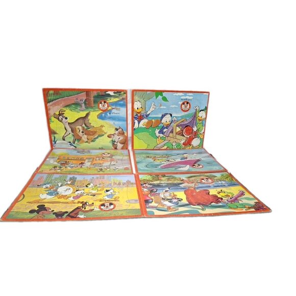 Toys | Vintage 6 Walt Disney Jaymar Puzzles Kids Inlaid Tray Mickey ...